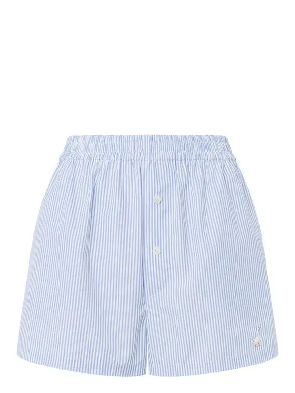Moschino Embroidered Pinstriped Shorts - Blu