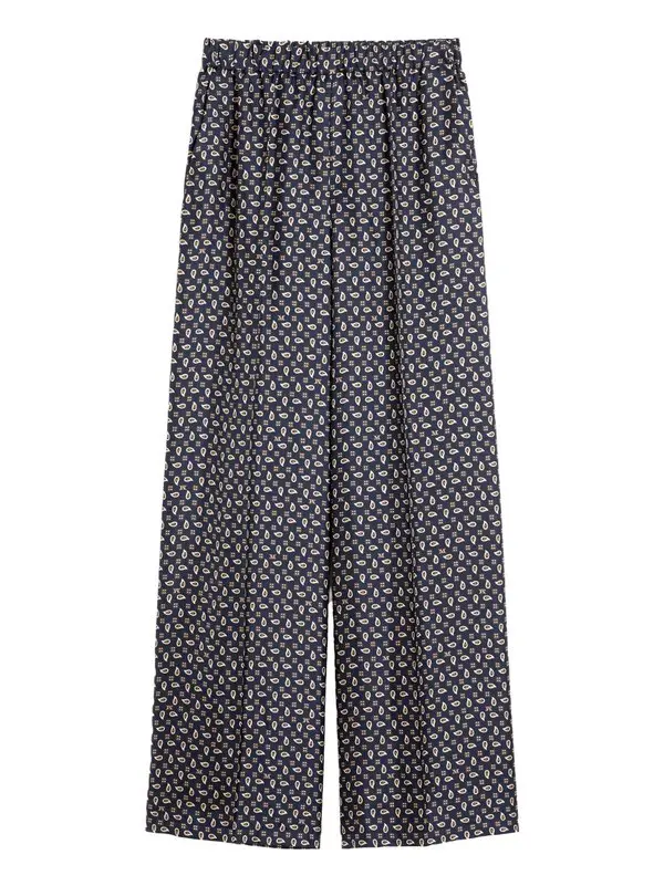 Max Mara Paisley Print Wide Leg Trousers - Navy Blue