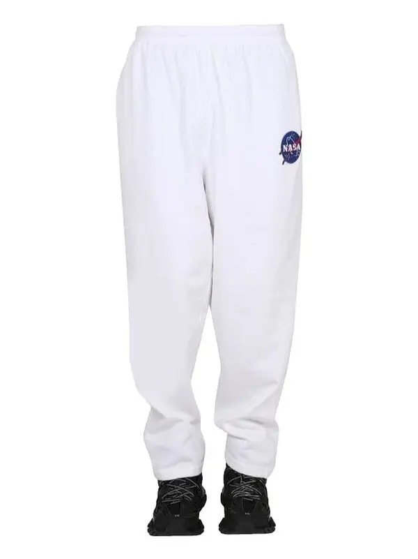 Balenciaga Elastic-waist Jogger Pants With Nasa Emblem - White