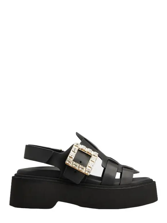ROGER VIVIER Embellished Platform Sandals - Black
