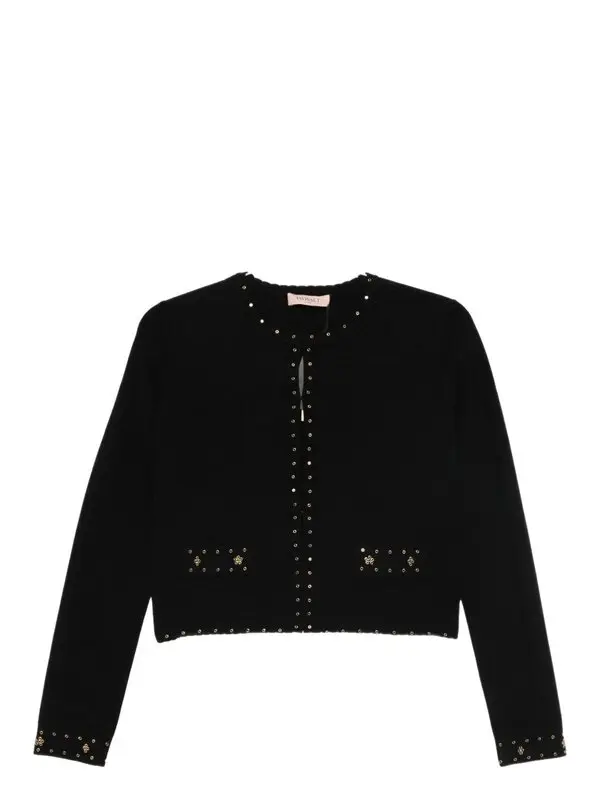 TWINSET Studded Short Knit Jacket - Black