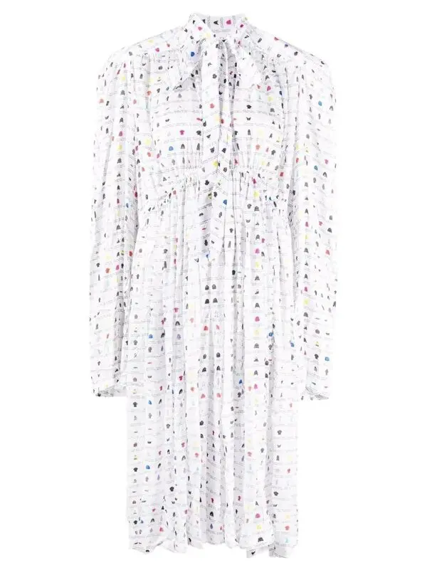 Balenciaga Graphic Printed Oversized Midi Dress - White