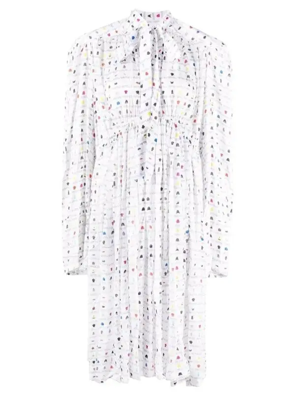 Balenciaga Graphic Printed Oversized Midi Dress - White