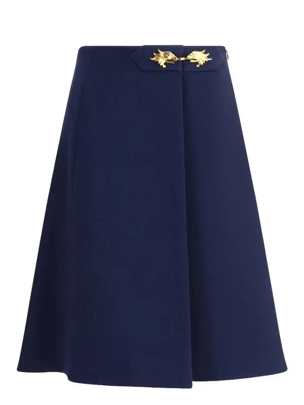 Valentino Garavani Logo Engraved A-line Skirt - Indigo