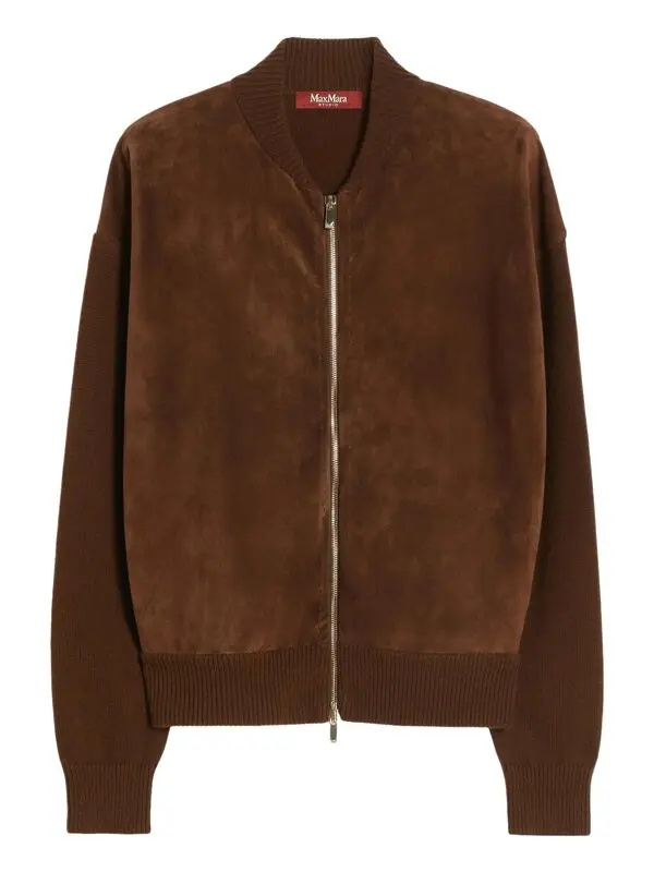 Max Mara Wool And Cashmere Blend Bomber Cardigan - Chocolate-colored