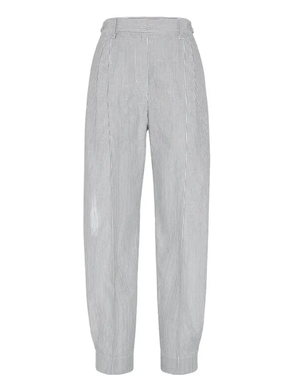 Brunello Cucinelli Sartorial Baggy Trousers With Stripe Pattern - Blue