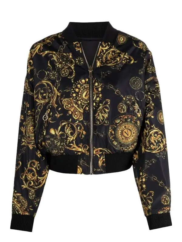 Versace Baroque Print Bomber Jacket - Black