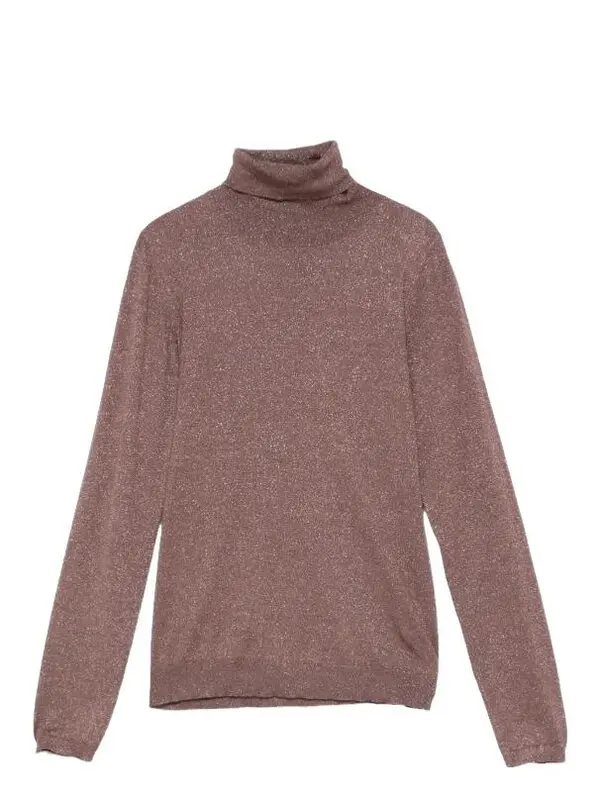 Brunello Cucinelli High Neck Ribbed Knit Top - Brown