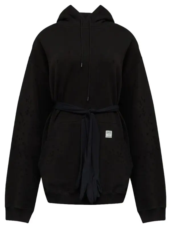 MAISON MARGIELA Tie Detailed Hooded Mini Dress - Black