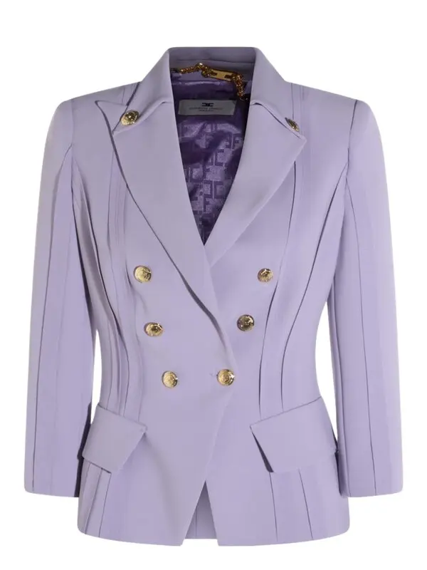 Elisabetta Franchi Double-breasted Jacket With Flap Pockets - Purple