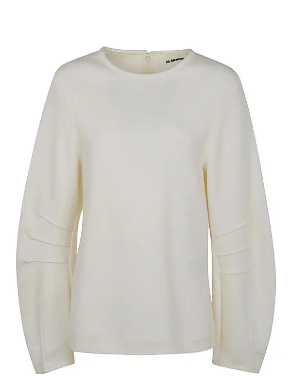 JIL SANDER Wide-sleeved Crewneck Jumper - Milk