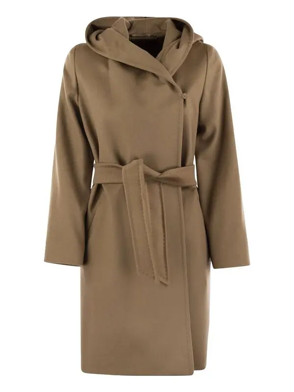 Max Mara Belted Hooded Coat - Nude
