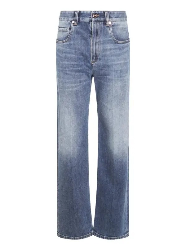 Brunello Cucinelli Logo Patch Flared Leg Jeans - Blue