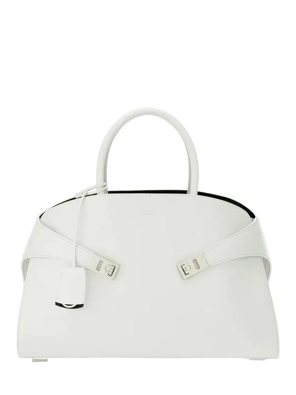 FERRAGAMO Hug Handheld Bag - Optical White/black
