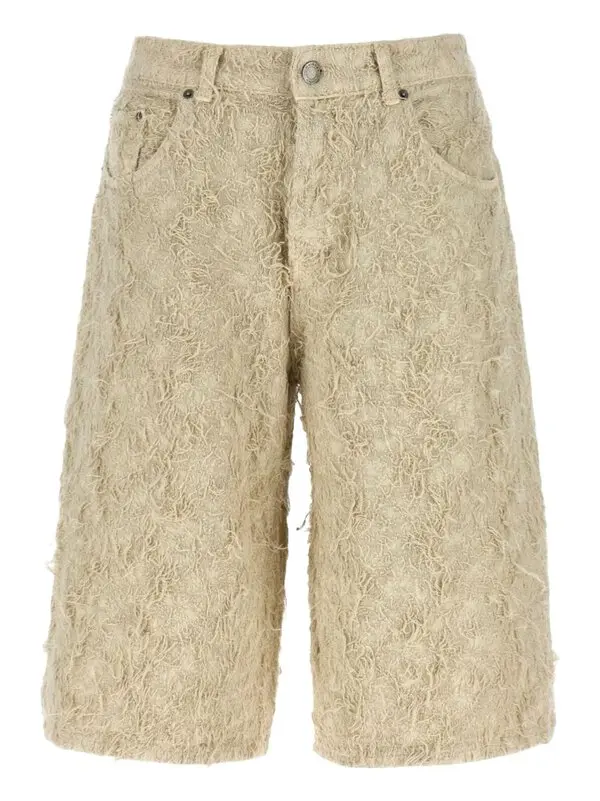 HAIKURE Becky Fur Denim Bermuda Shorts - Nude