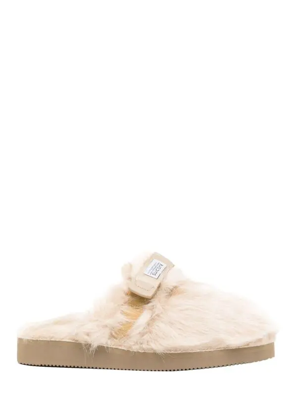 Suicoke Zavo Zeu Logo Patch Flat Slippers - Beige