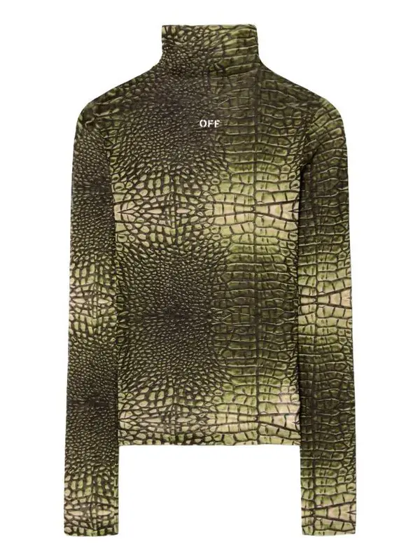 Off-White Stamp Mesh Long-sleeve Top - Green