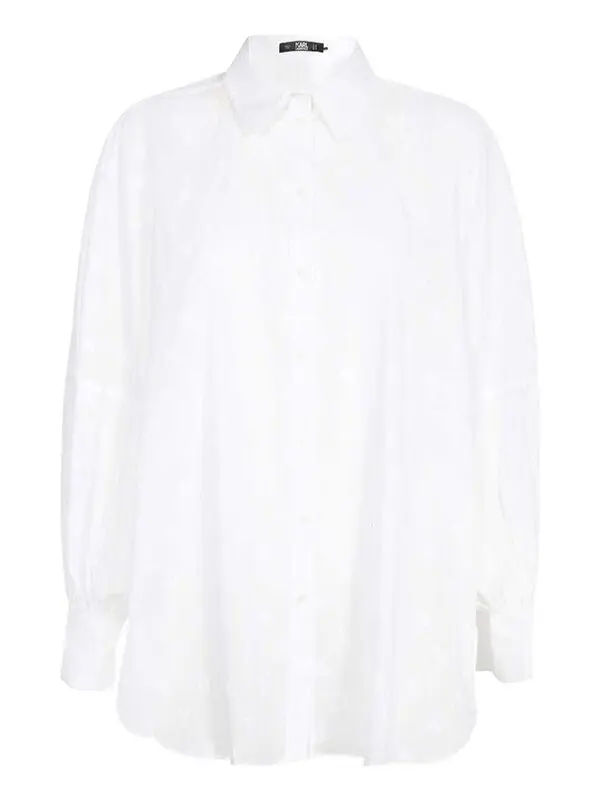 Karl Lagerfeld Long-sleeve Monogram Cotton Shirt - White