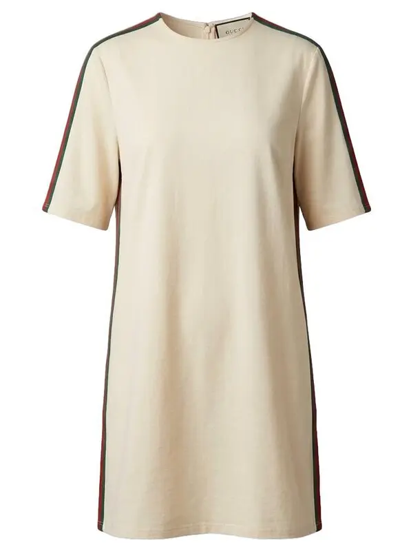 Gucci Striped Round Neck Dress - Nude
