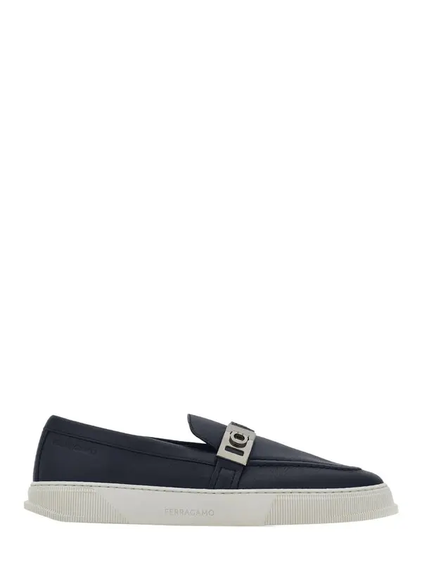 FERRAGAMO Hybrid Loafer Sneakers With Hug Buckle - Navy Blue