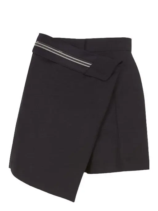 Fendi Wrap-effect High-waisted Shorts With Logo Ribbon Detail - Black
