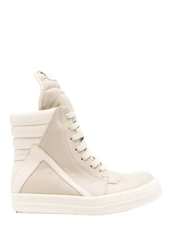 Rick Owens High-top Sneakers With Drawstring And Side Zipper - White