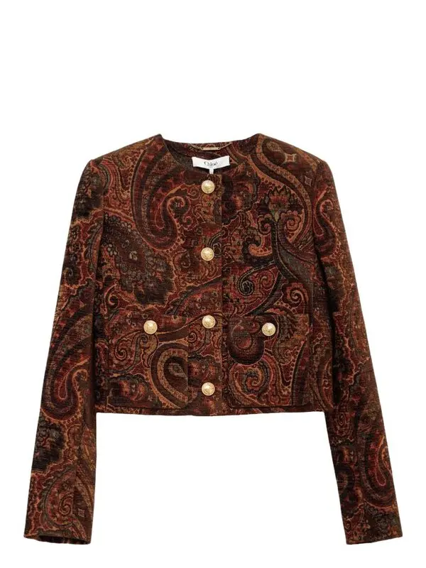 Chloé Paisley Jacquard Cropped Jacket - Brown
