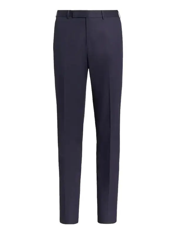 Zegna Navy Cotton Gabardine Slim-fit Trousers - Black