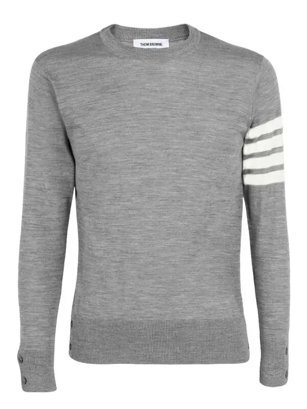 Thom Browne 4-bar Crewneck Pullover - Gray
