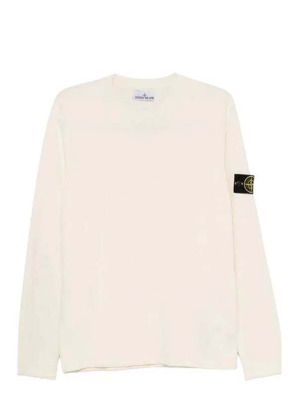 Stone Island Logo Patch Crewneck Jumper - Ivory