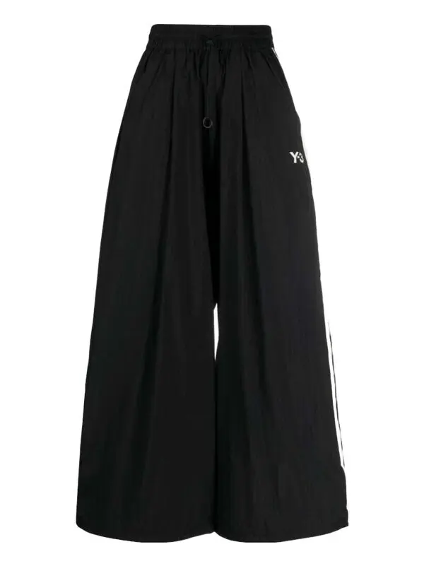 Y3 Wide-leg Logo Print Trousers - Black