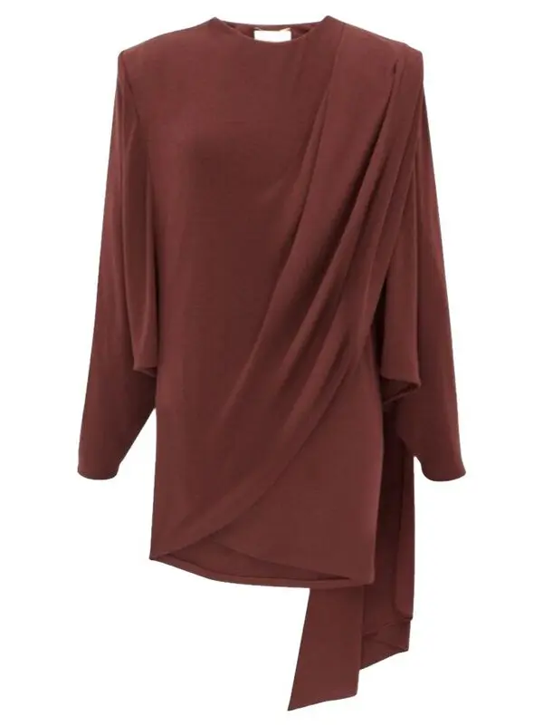 Saint Laurent Draped Asymmetrical Dress - Red