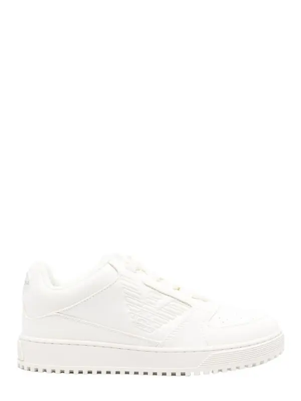 Emporio Armani Logo Debossed Lace-up Sneakers - White