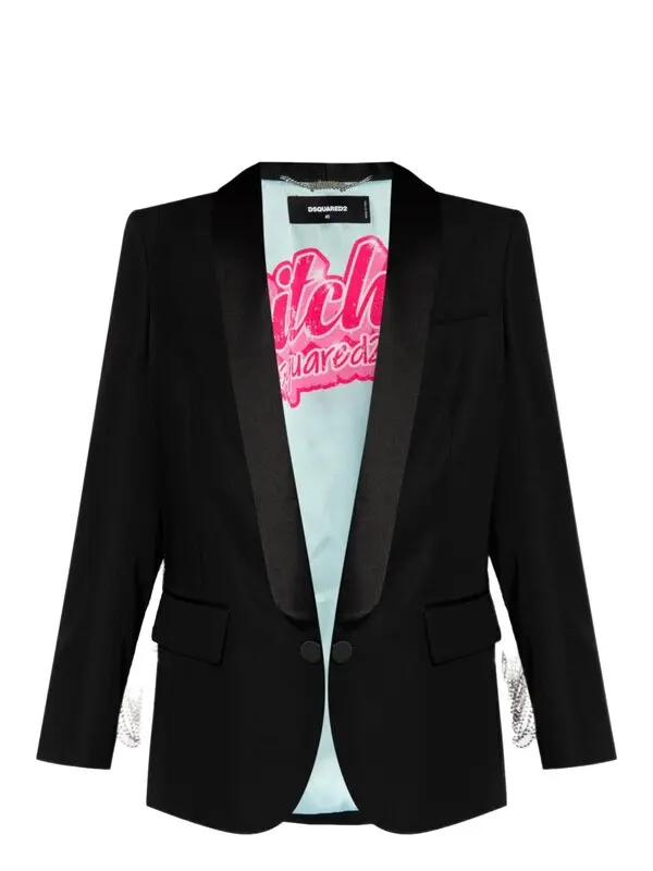 Dsquared2 Oversized Blazer With Crystal Tassels - Black