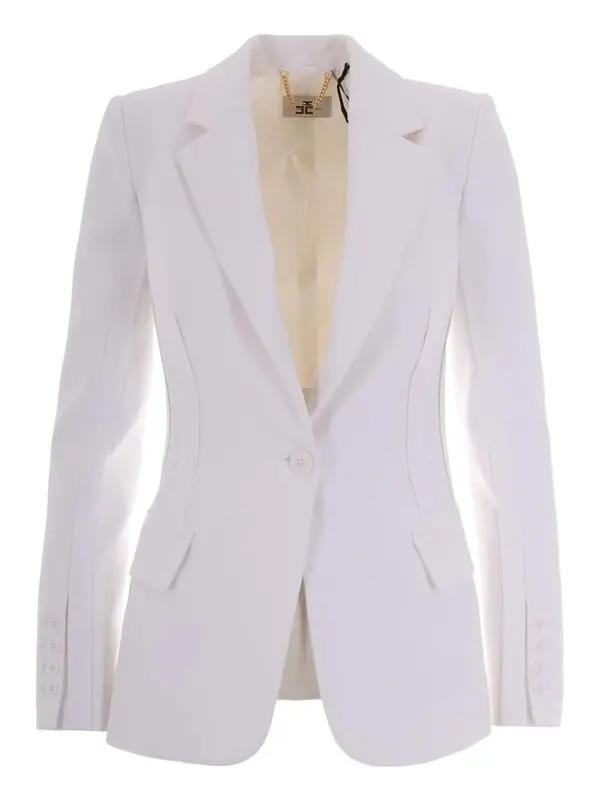 Elisabetta Franchi Single-breasted Jacket With Classic Collar - White