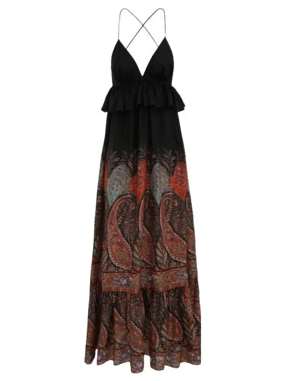 Zimmermann Rhiannon Ruffle Maxi Dress - Blackpaisley