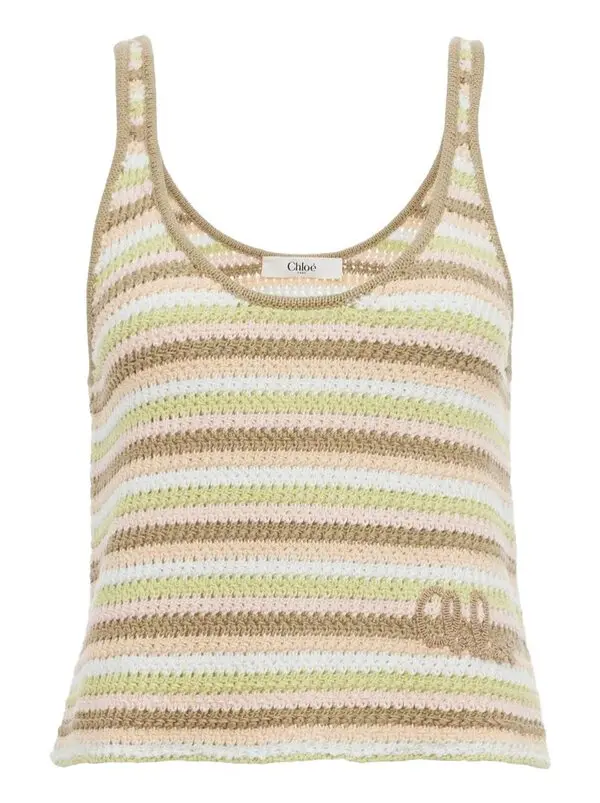 Chloé Crocheted Knit Cropped Tank Top - Nude