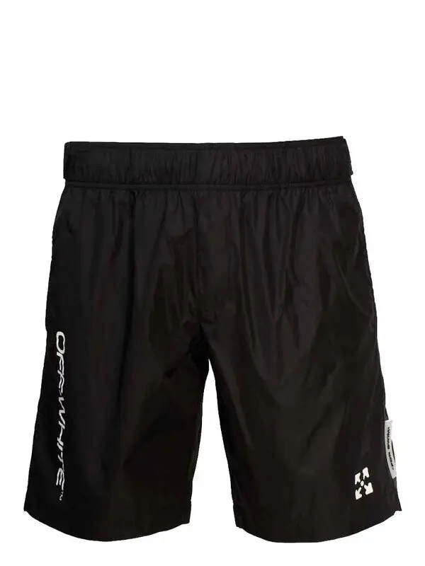 Off-White Logo Print Swim Shorts - Black