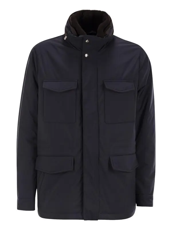 Fedeli Rainstop Safari Jacket With Detachable Wool Collar - Black