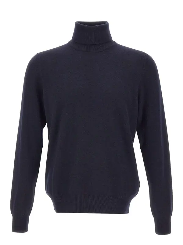 GRAN SASSO Ribbed Turtleneck Long Sleeve Sweater - Black