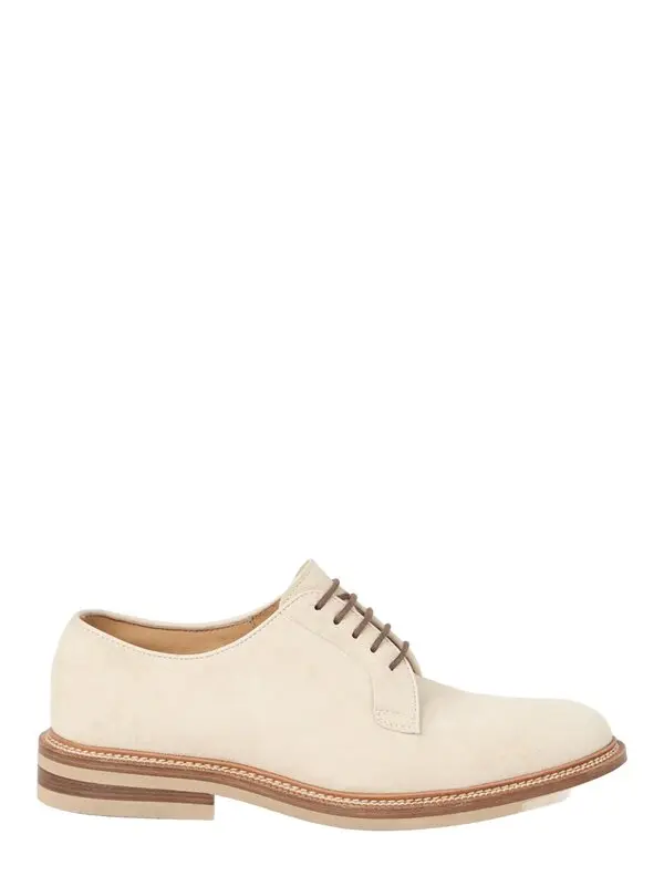 Brunello Cucinelli Round Toe Lace-up Derby Shoes - Beige