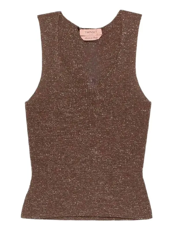 TWINSET Ribbed Knit Tank Top - Brown