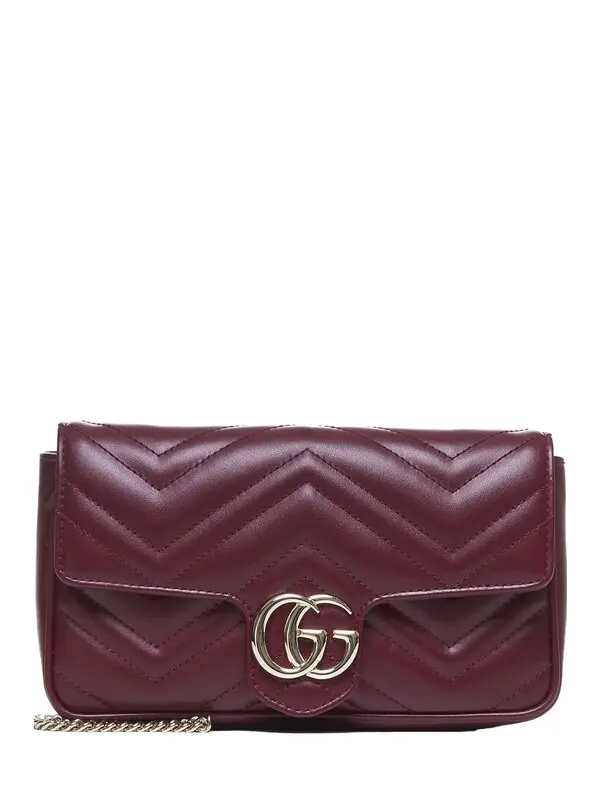 Gucci Gg Marmont Chevron Mini Shoulder Bag - Red