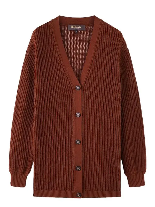 Loro Piana Buttoned V-neck Cardigan - Clay Teapot Color