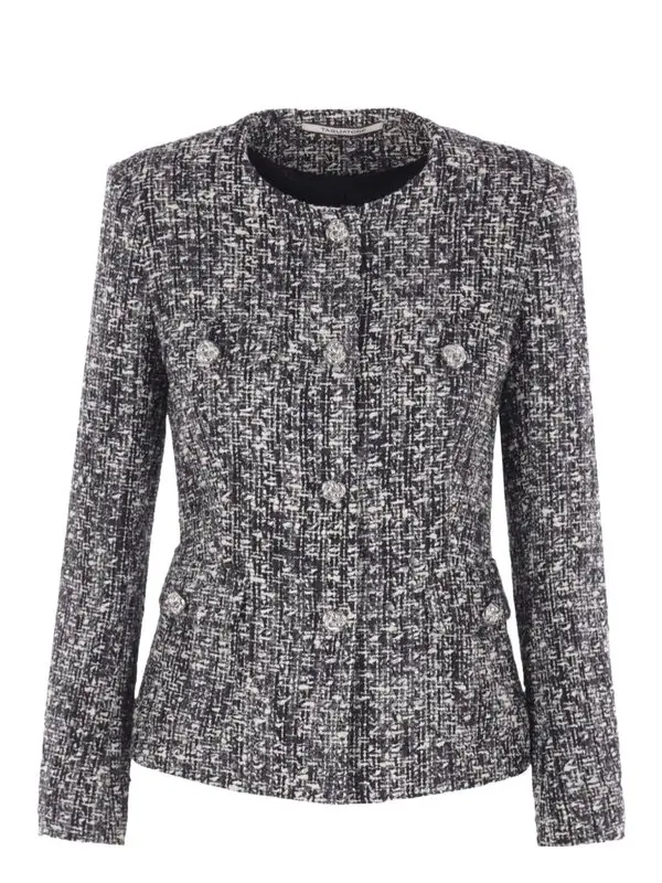 Tagliatore Single-breasted Textured Tweed Jacket - Gray