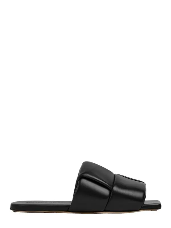 Bottega Veneta Padded Slip-on Sandals With Quilted Upper And Square Toe - Black