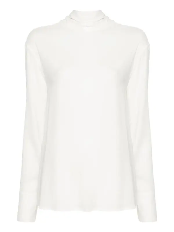 Fabiana Filippi High Collar Blouse With Back Straps - White