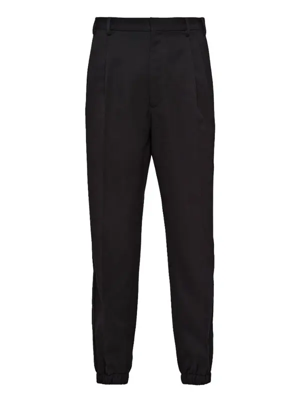 Prada Velvet Tailored Trousers With Elasticated Hem - Black