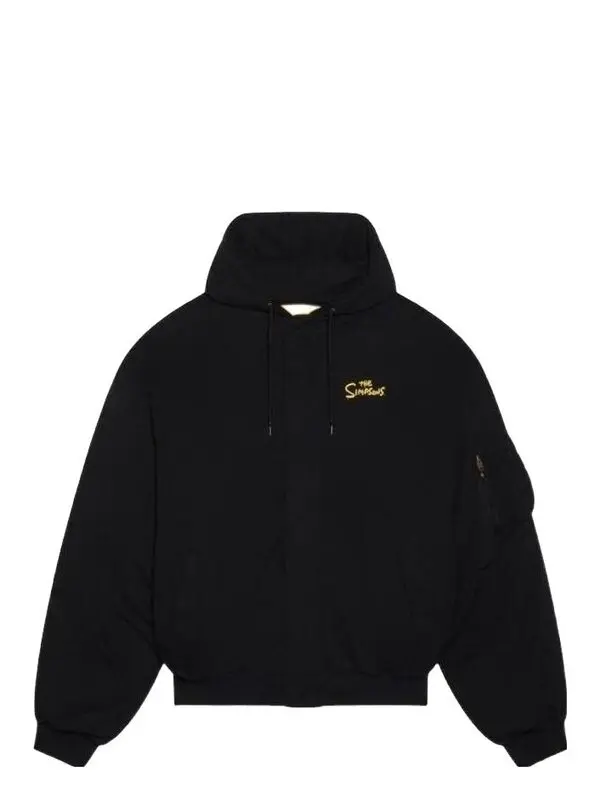 Balenciaga The Simpsons Print Oversized Hooded Jacket - Black