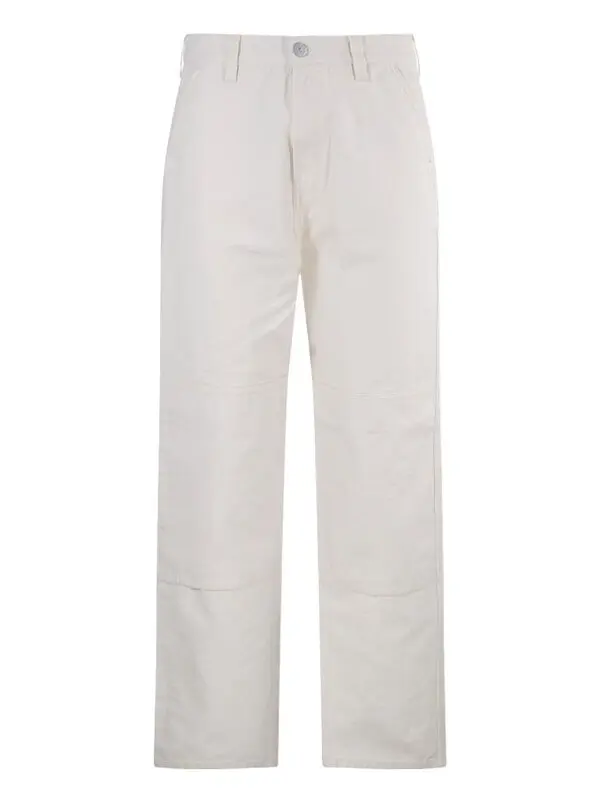 Stone Island Logo-printed Mid-rise Trousers - Plaster